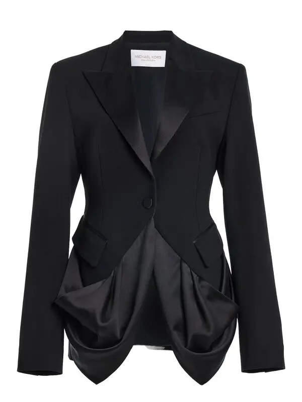 Michael Kors Draped Wool-blend Tuxedo Blazer - Black