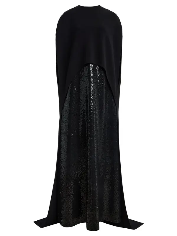 Michael Kors Cape Wool-blend Gown - Black