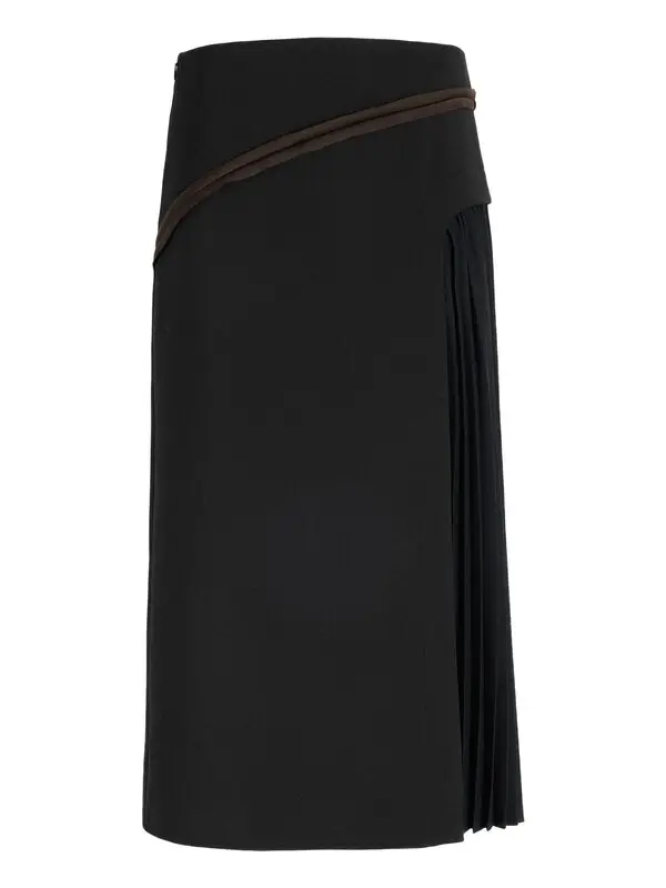 Proenza Schouler Justine Sheer Panel Midi Skirt - Black