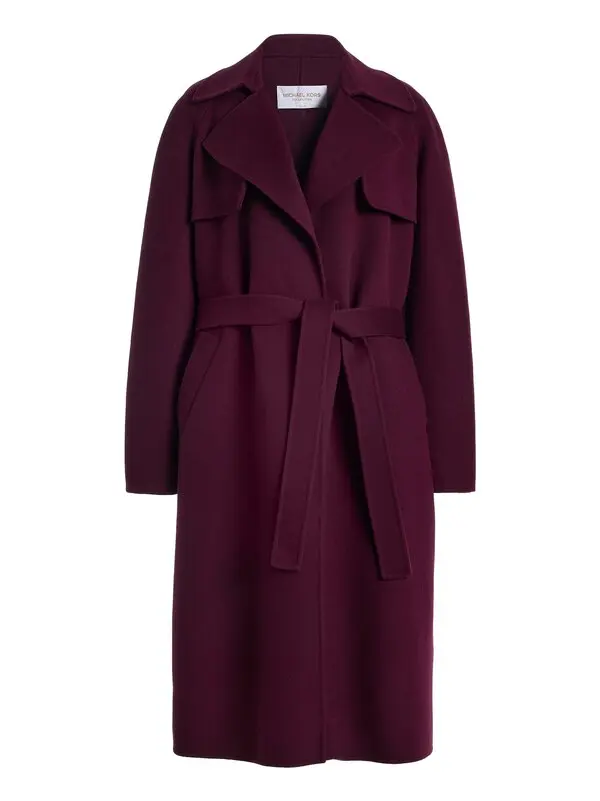 Michael Kors Belted Virgin-wool Trench Coat - Burgundy
