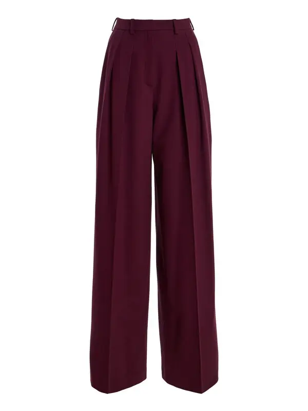 Michael Kors Pleated Wool Wide-leg Pants - Burgundy