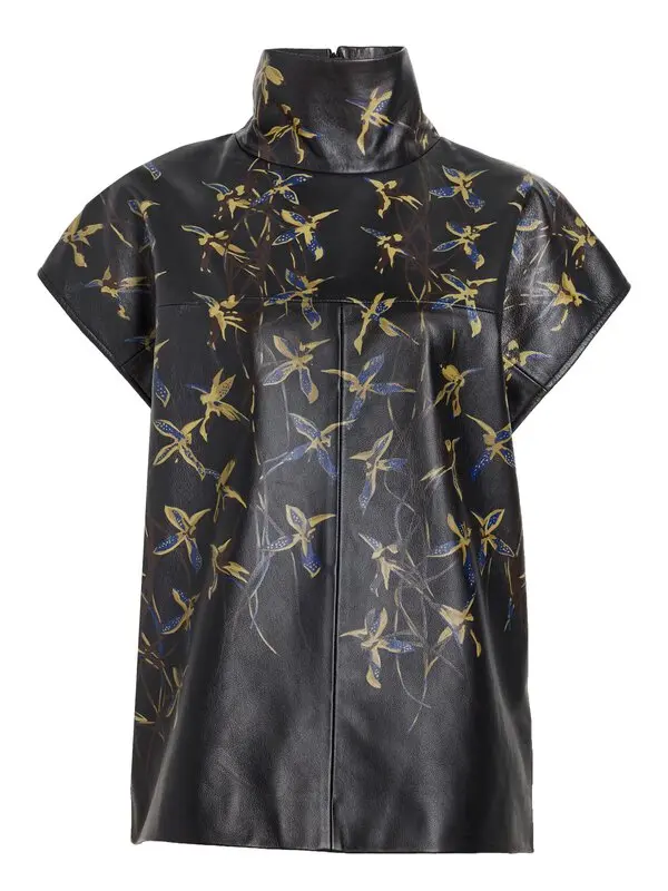 Proenza Schouler Clotilde Painted Leather Top - Floral