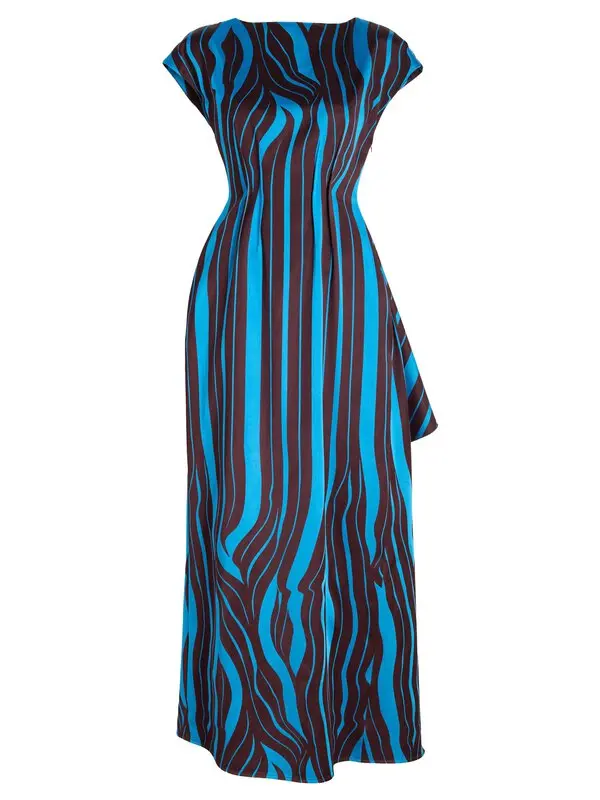 Proenza Schouler Isoria Boat Neck Satin Maxi Dress - Stripe