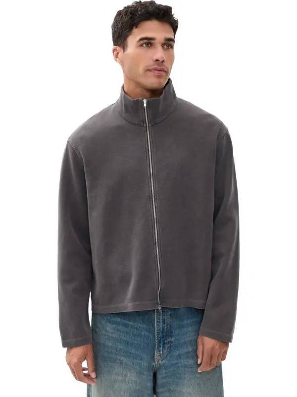 Our Legacy Shrunken Full Zip Sweater - Worn Graphite Athletic Rib