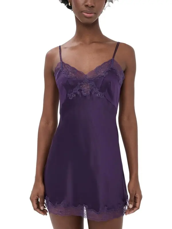 Only Hearts Silk Charmeuse Mini Slip Dress - Plum