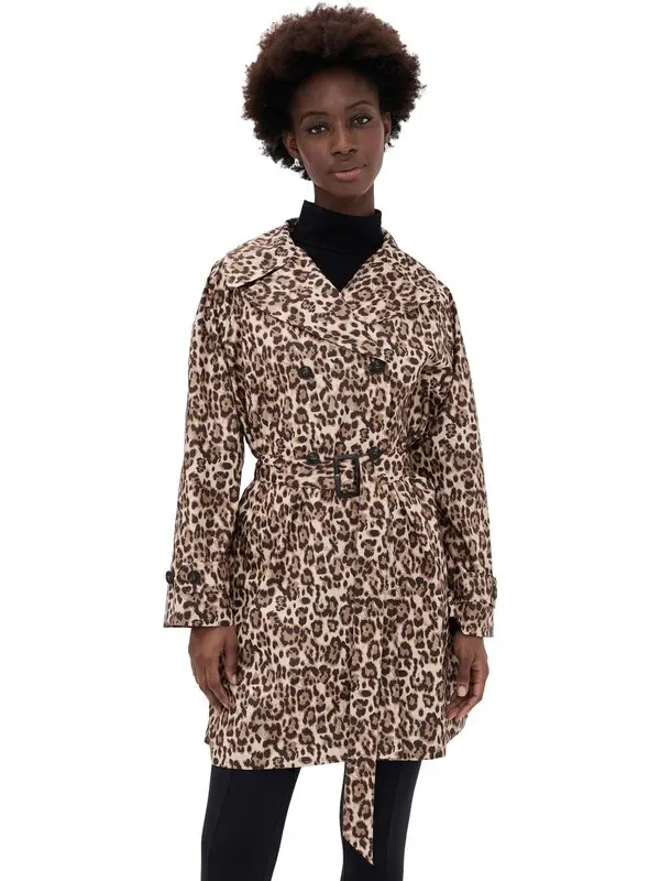 SAVE THE DUCK Tecla Print Trench Coat - Leopard