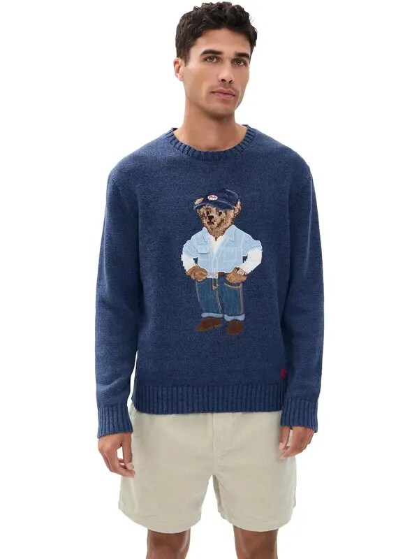 Polo Ralph Lauren Original Label Bear Crewneck Sweater - Light Navy