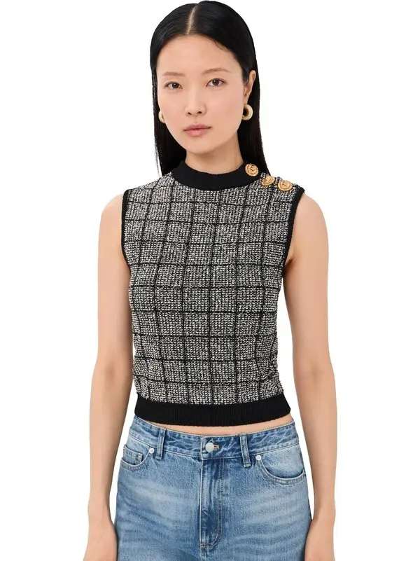 Balmain Classique Maille Top - Black/natural