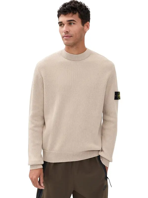 Stone Island Ribbed Cotton Crew Sweater - Deserto Melange