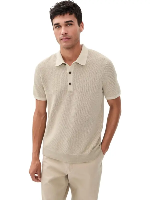 RHONE Mercer Knit Polo - Bone