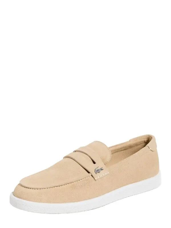 Lacoste Suede Slip-on Loafers - Nat/wht