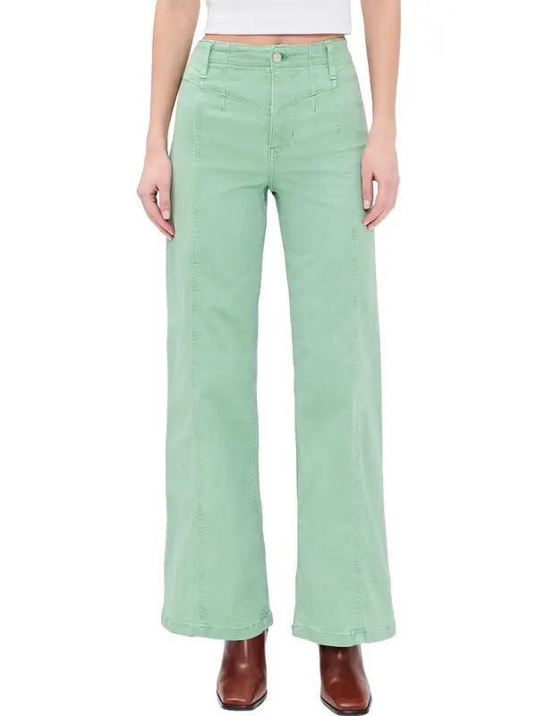 Free People Libre Wide-leg Stretch Denim Jeans - Cameo Green