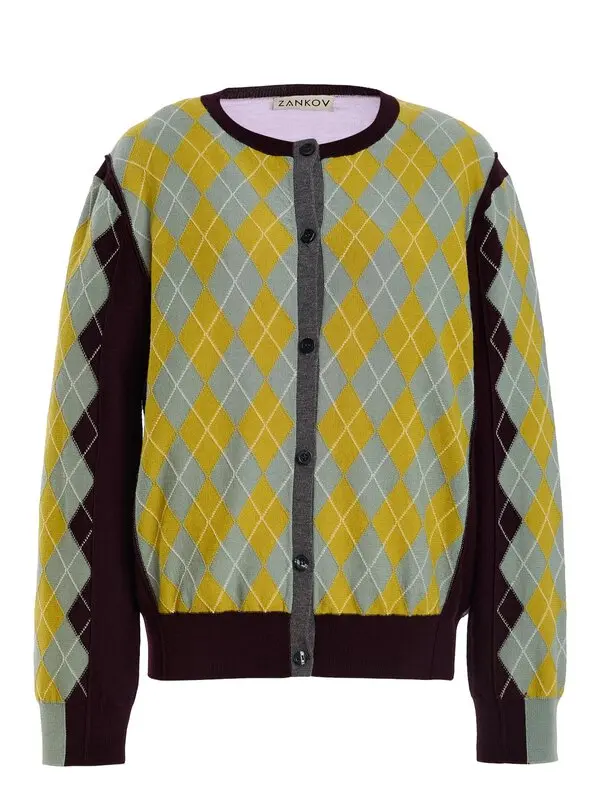 ZANKOV William Merino Wool Argyle Cardigan - Multi