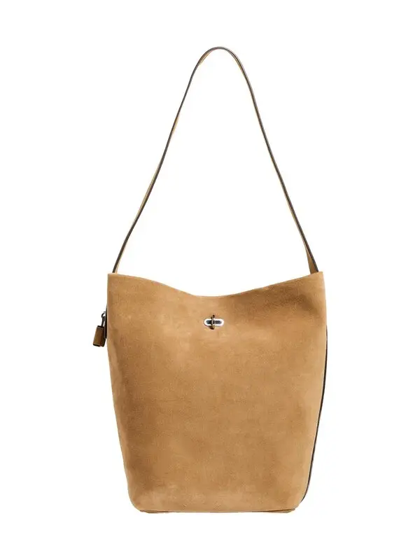 Tory Burch Suede Slim Bucket Bag - Toffee