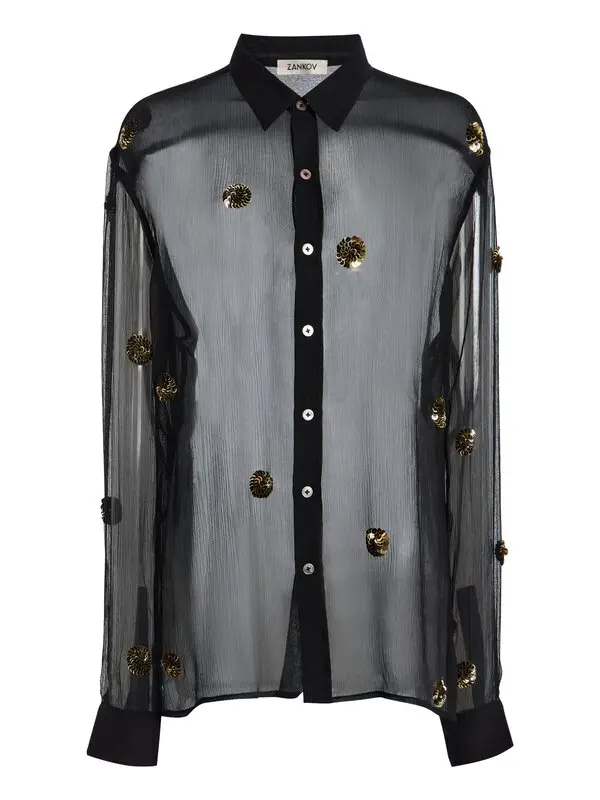 ZANKOV Jimmy Silk Chiffon Blouse - Black