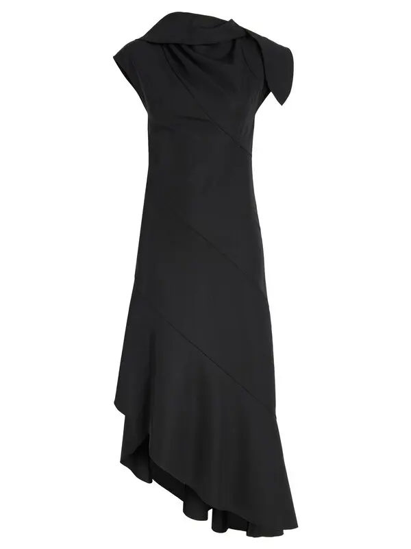 Proenza Schouler Elodine Gathered Wool-blend Midi Dress - Black