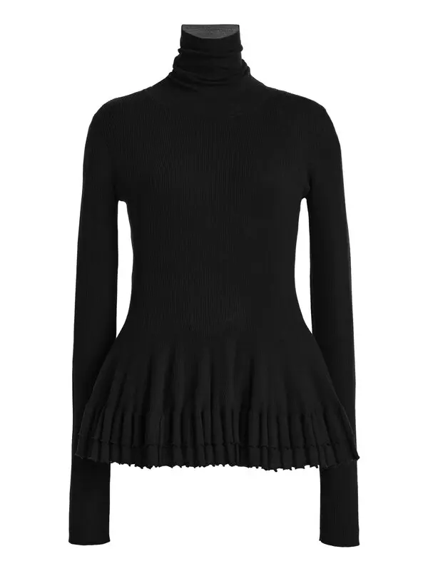 ASHLYN Merritt Merino Wool-silk Turtleneck - Black