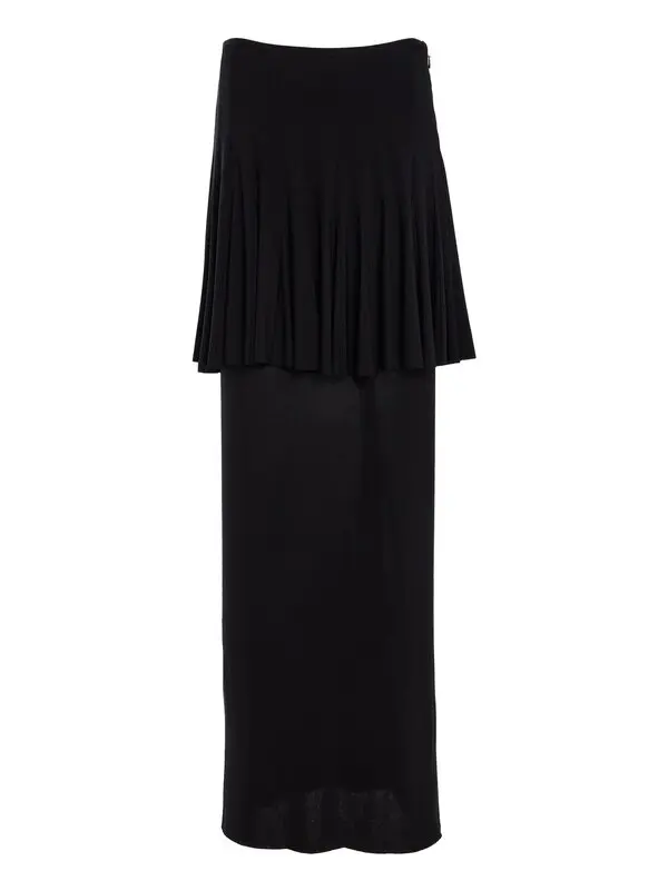 ASHLYN Layered Midi Skirt - Black