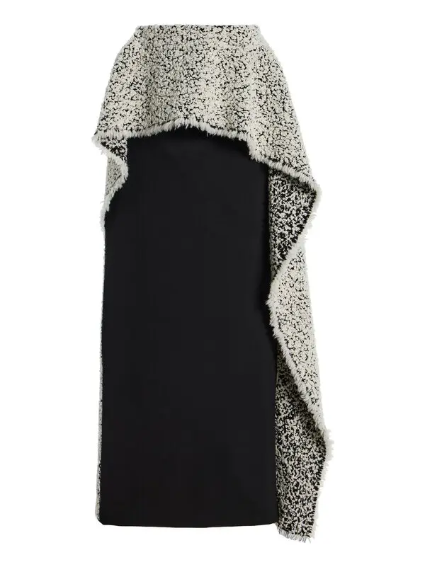 ASHLYN Willa Asymmetric Wool-blend Midi Skirt - Black/white