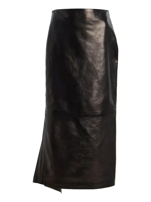 ASHLYN Shida Lambskin Midi Skirt - Black