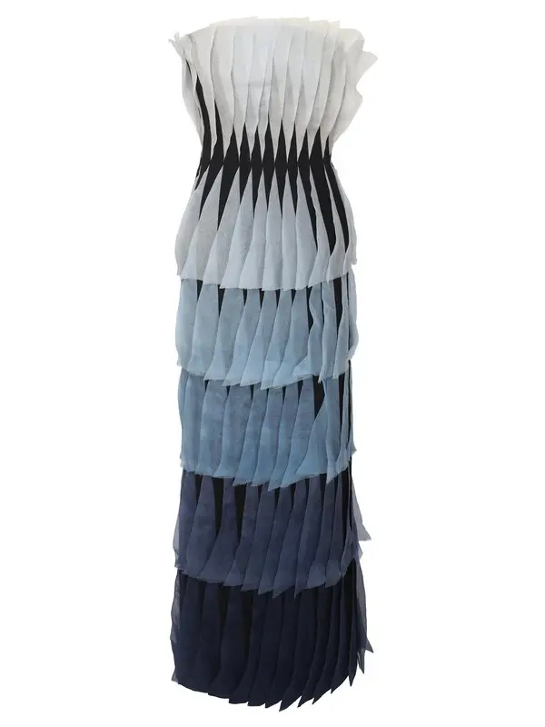 CHORUS Phyllis Pleated Silk-blend Organza Maxi Dress - Blue