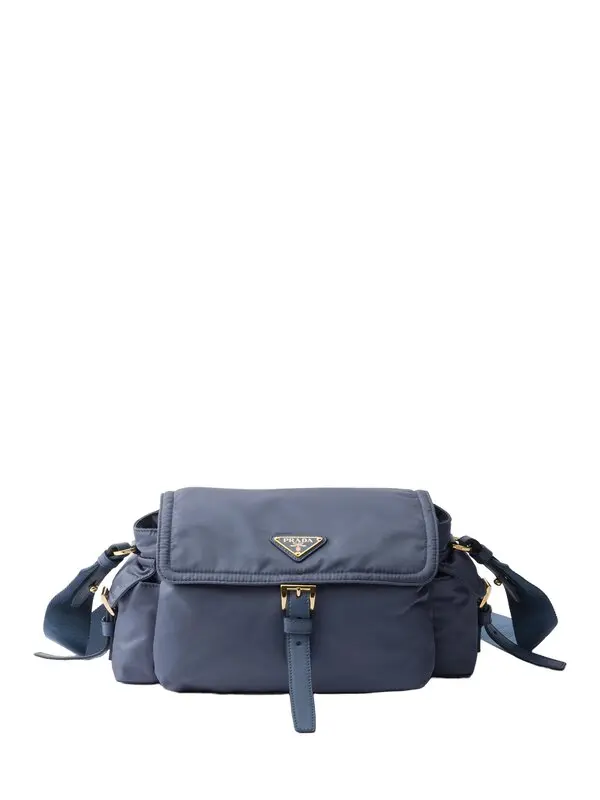 Prada Explore Medium Re-nylon Shoulder Bag With Flap - Aviation Blue
