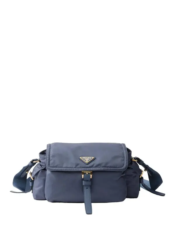 Prada Explore Medium Re-nylon Shoulder Bag With Flap - Blue