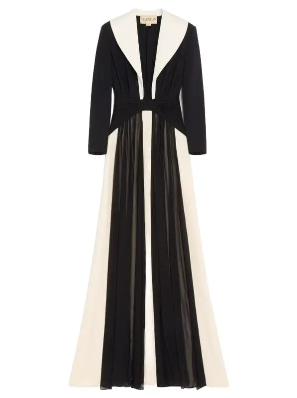 Valentino Garavani Cady Couture Gown With Draped Basque And Faille Collar - Black/vanilla
