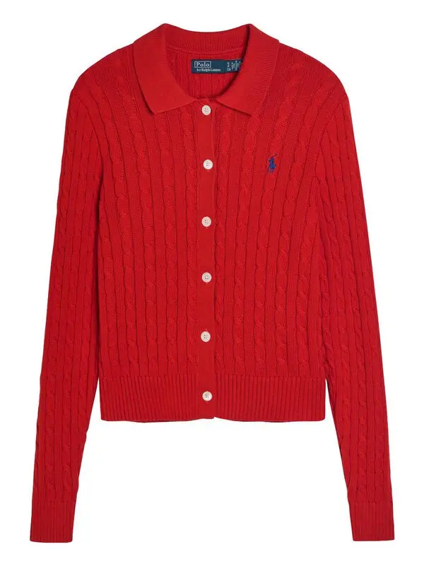 Polo Ralph Lauren Logo-embroidered Cable-knit Cotton Cardigan - Orange