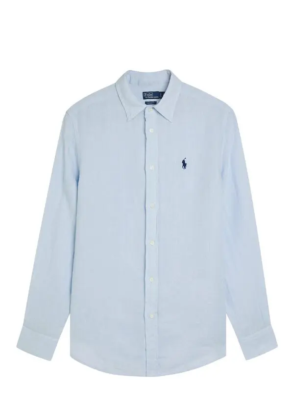 Polo Ralph Lauren Logo-embroidered Linen Shirt - Light Blue