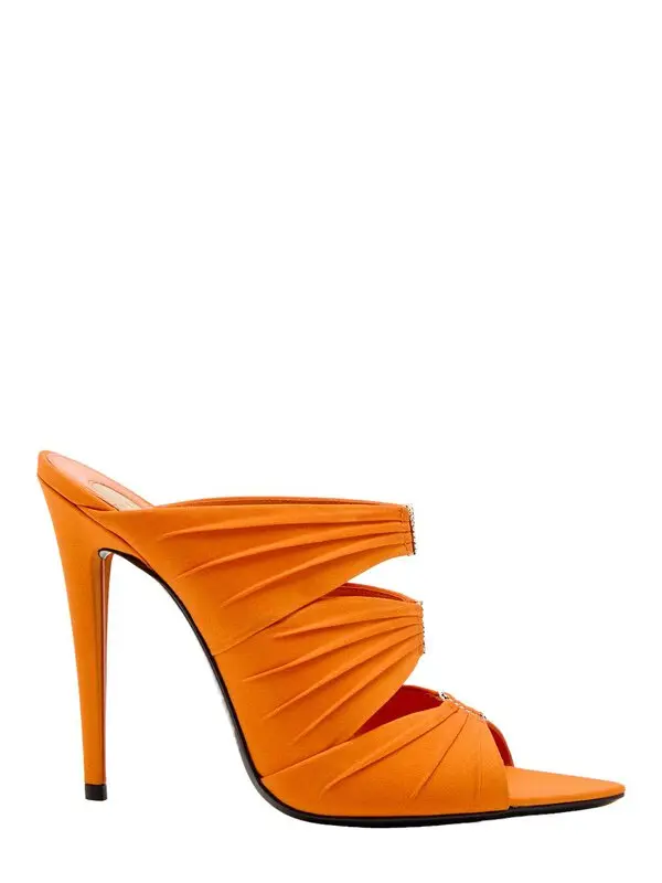 Saint Laurent Emilie 110 Ruched Satin Sandals - Orange