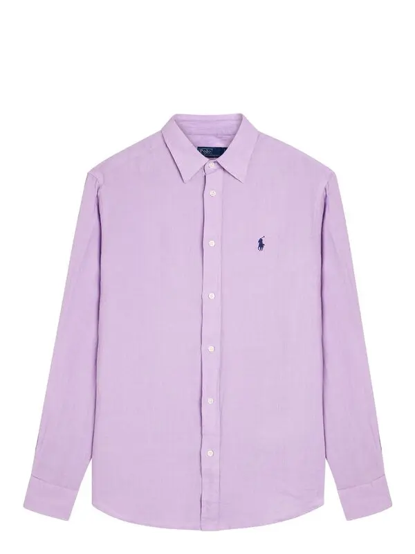 Polo Ralph Lauren Logo-embroidered Linen Shirt - Lilac