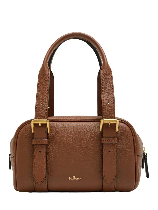Mulberry Small Grained Leather Boston Shoulder Bag - Tan