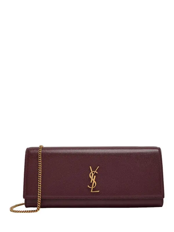 Saint Laurent Kate Pebbled Leather Clutch - Burgundy