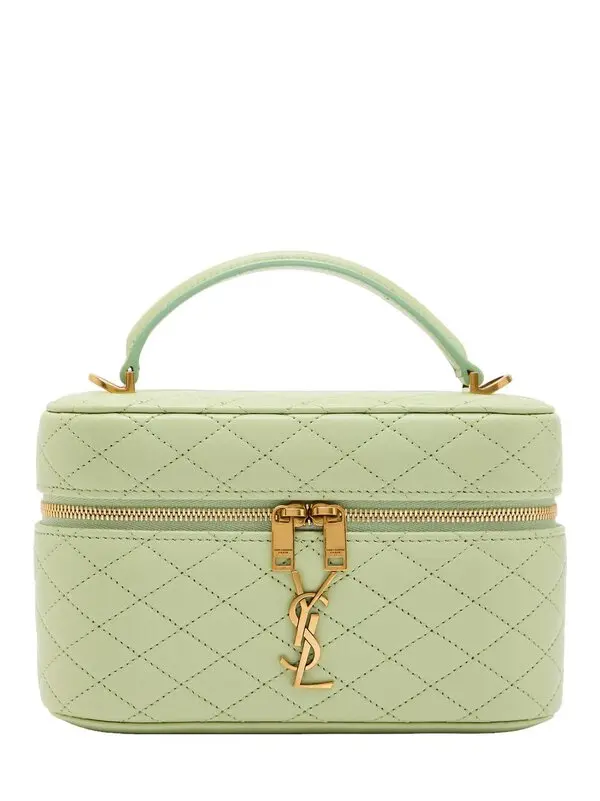 Saint Laurent Gaby Mini Quilted Leather Top Handle Bag - Green