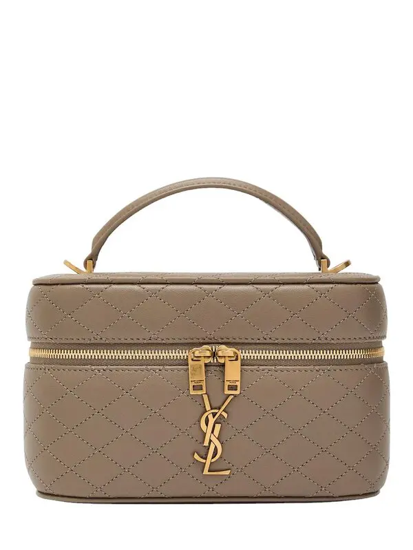Saint Laurent Gaby Mini Quilted Leather Top Handle Bag - Taupe