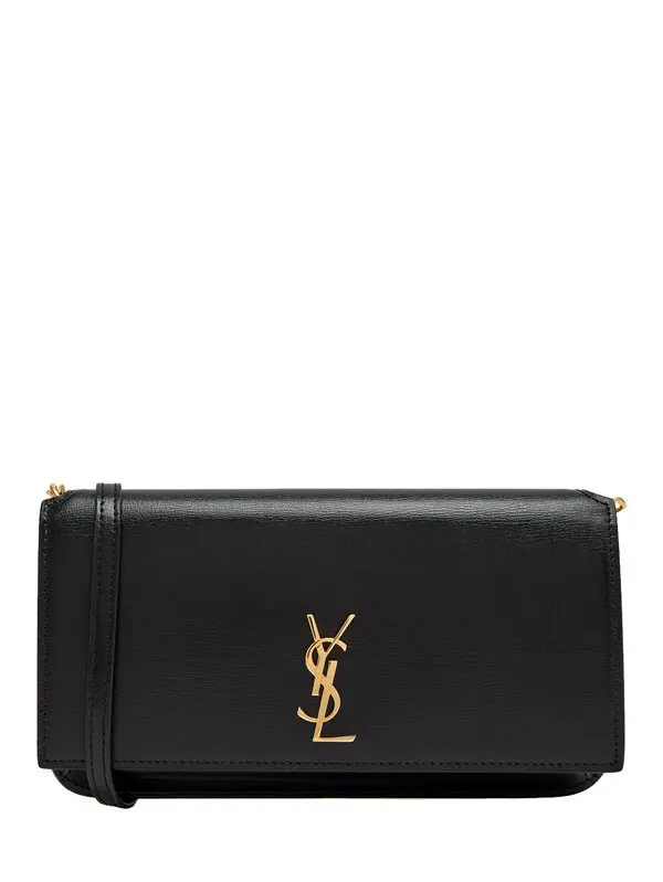 Saint Laurent Cassandre Grained Leather Phone Case Bag - Black