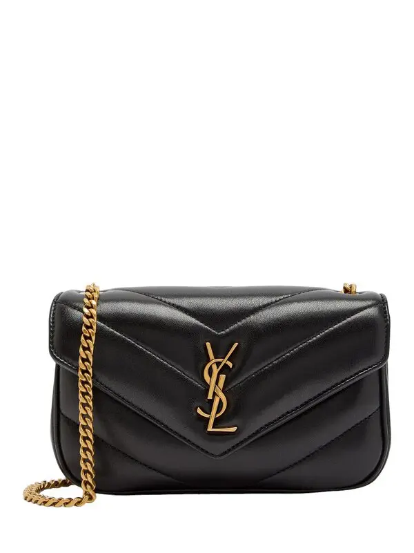 Saint Laurent Loulou Mini Quilted Leather Shoulder Bag - Black