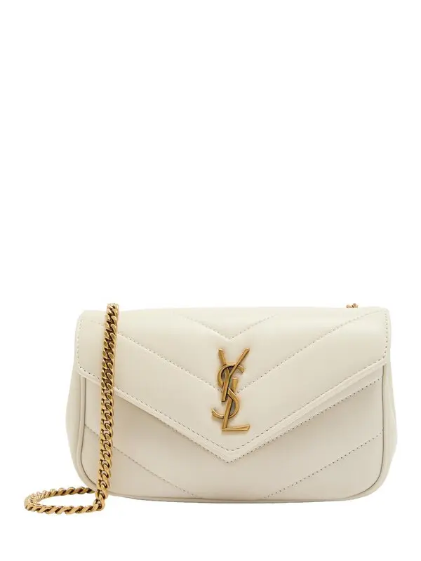 Saint Laurent Loulou Mini Quilted Leather Shoulder Bag - White
