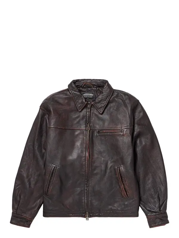 FRIZMWORKS Distressed Leather Jacket - Brown
