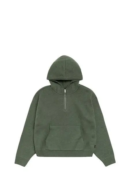 StÜssy Quarter Zip Knit Hoodie - Green