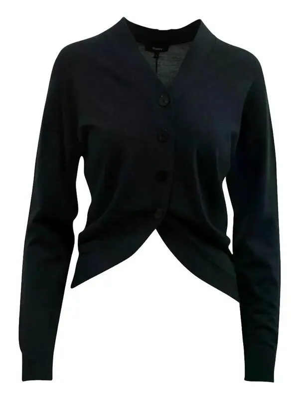 Theory Buttoned Merino Wool Cardigan - Blue