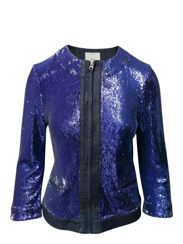 Pinko Sequin Embellished Denim Jacket - Blue