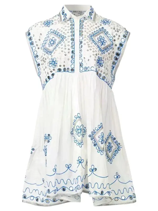 JULIET DUNN Mirror-embellished Mini Shirt Dress - White