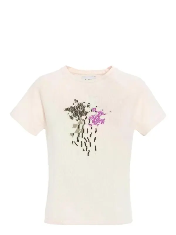 BARRIE Cashmere Top With Floral Motif - Pink
