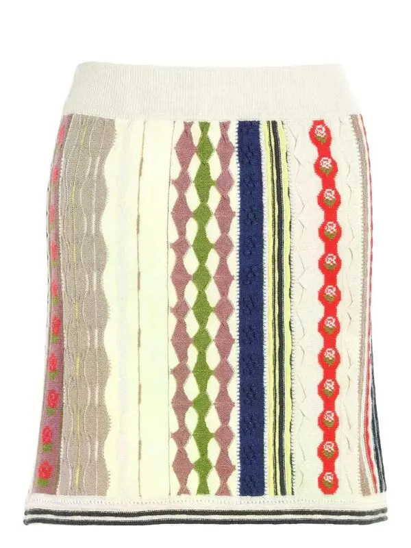 BARRIE Textured Stripe Motif Skirt - Neutrals