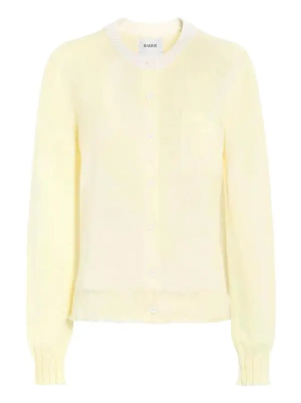 BARRIE Ribbed Cashmere Cardigan - Yellow