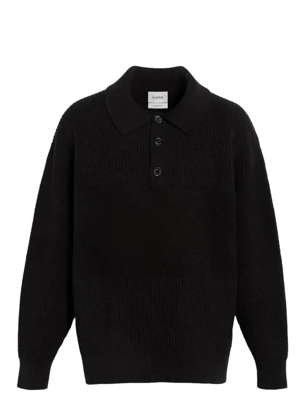 BARRIE Waffle-effect Polo Shirt - Black