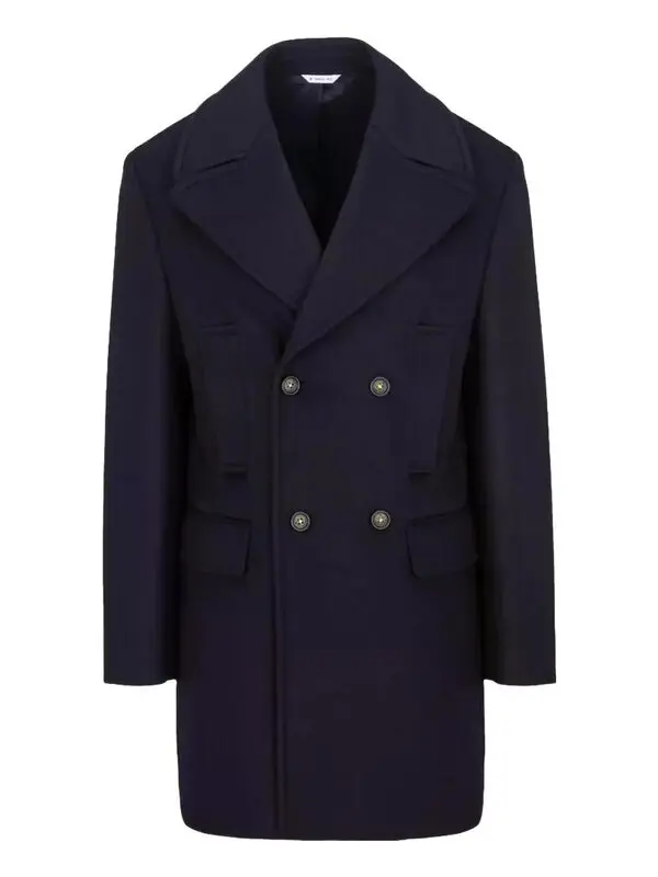 MANUEL RITZ Flap-pocket Double-breasted Coat - Blue