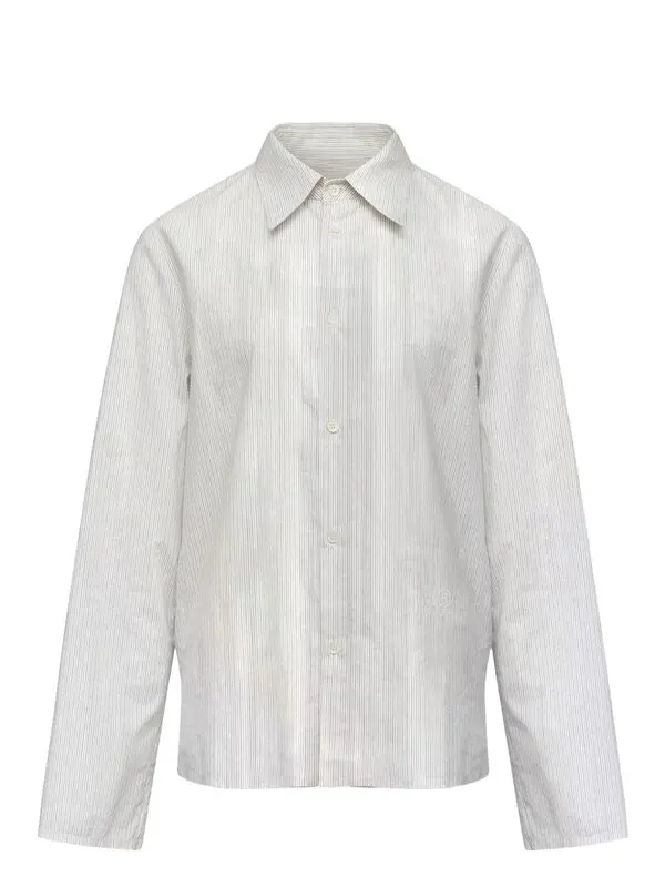MAISON MARGIELA Striped Long-sleeved Shirt - White